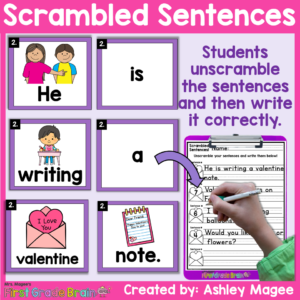 Valentine's Day Scrambled Sentences Center Holiday Writing Activity ...
