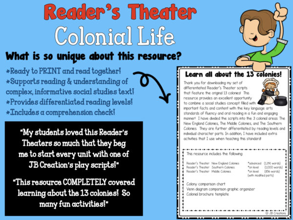 Reader's Theater: The 13 Colonies (+activities) - Made By Teachers