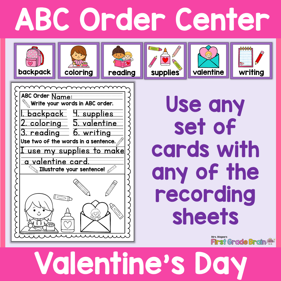 Valentine's Day ABC Order Center/Station with differentiation options ...