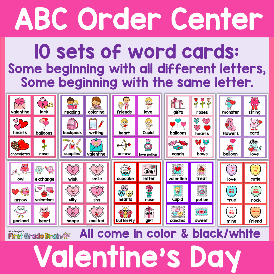 Valentine's Day ABC Order Center/Station with differentiation options ...
