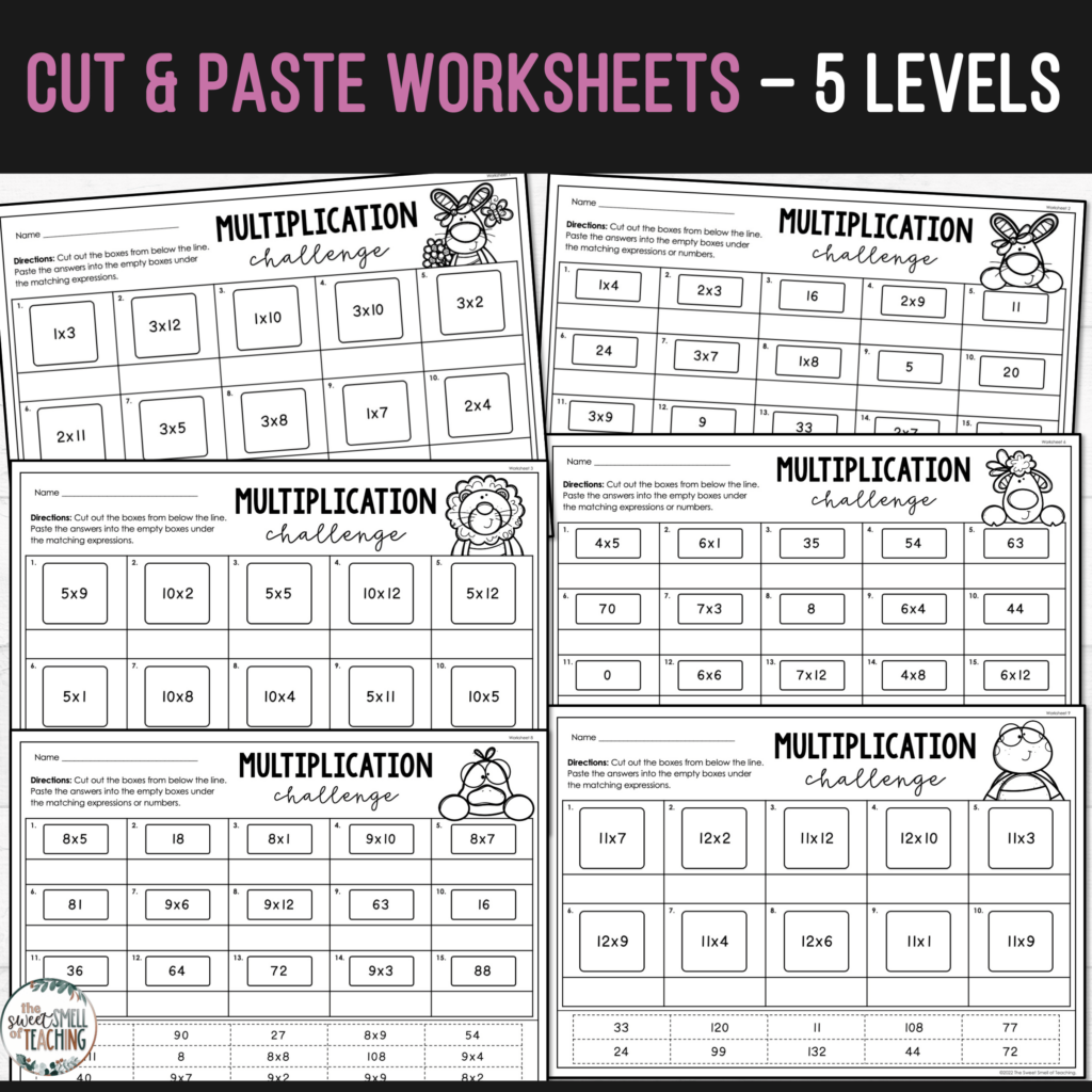 Multiplication Math Center Memory Match Game & Differentiated ...