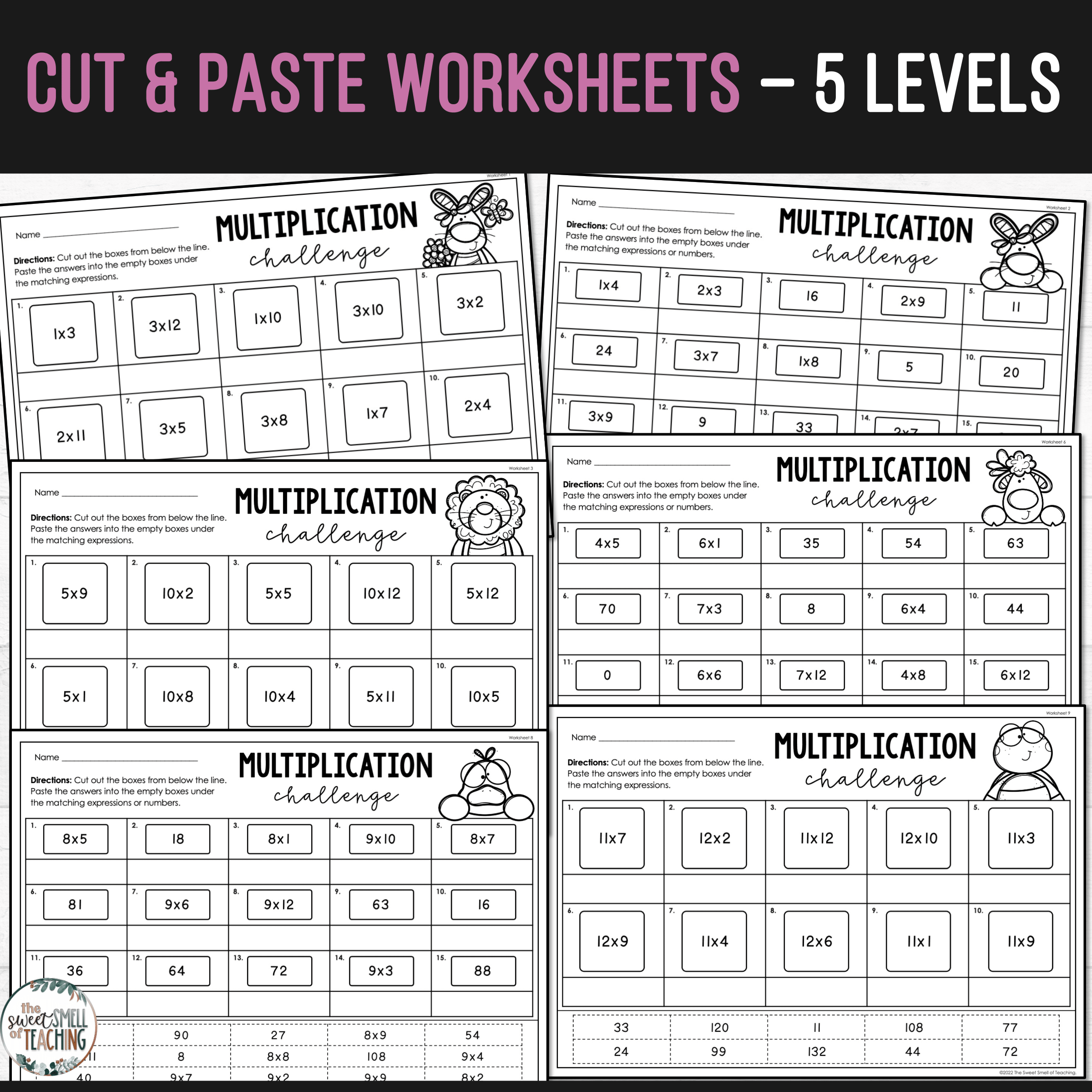 Multiplication Math Center Memory Match Game & Differentiated ...