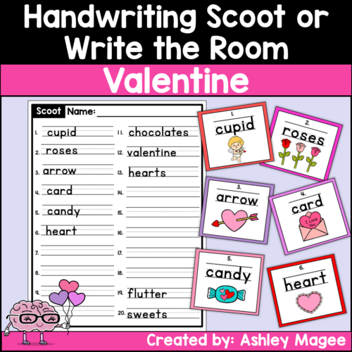 Valentine's Day Handwriting Scoot or Write the Room Writing Activity ...