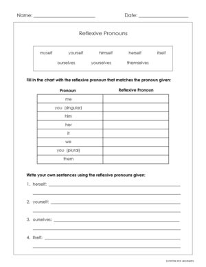 Reflexive Pronouns - Recognizing and Using Them - 3 worksheets - Grades ...