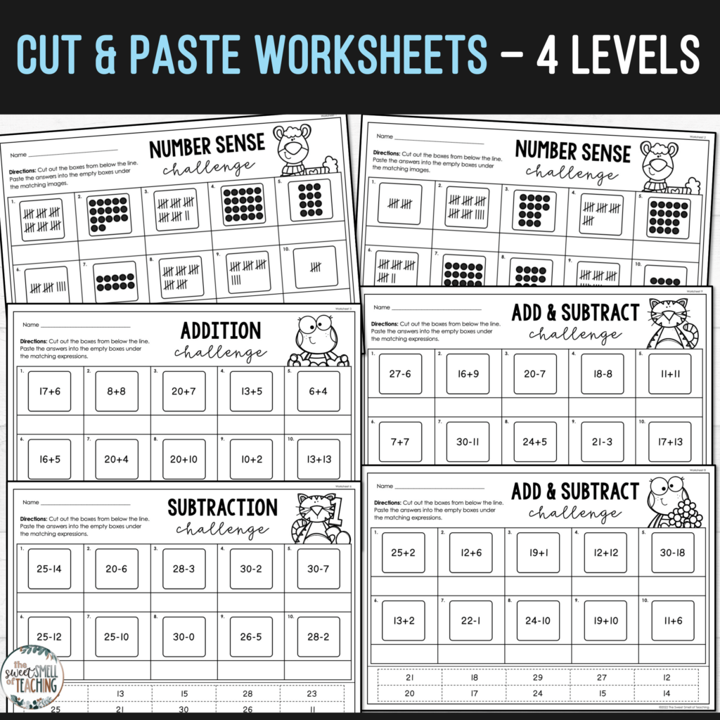 Add and Subtract Within 30 Math Center Match Game & Differentiated ...