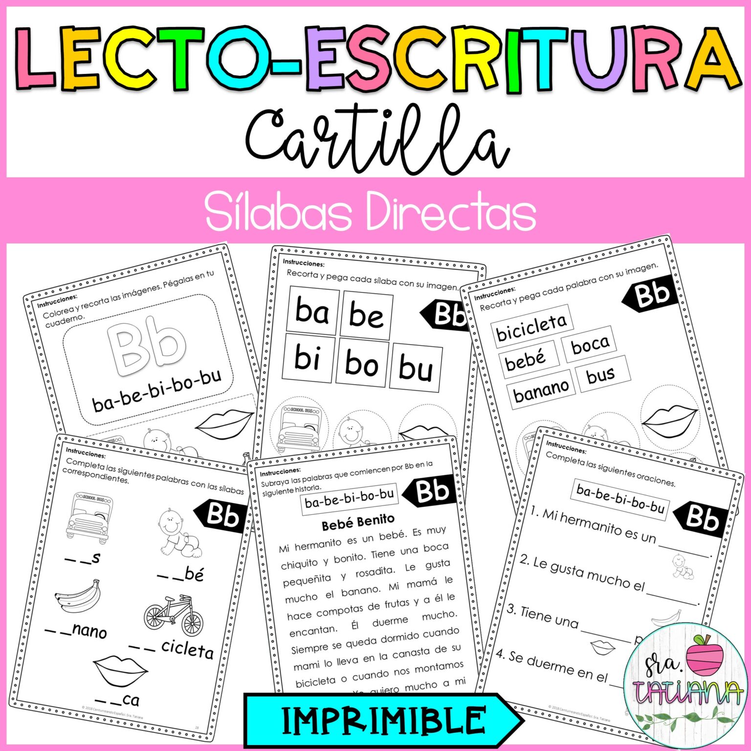 Spanish Direct Syllables Worksheets | Libro de LectoEscritura | Sílabas ...