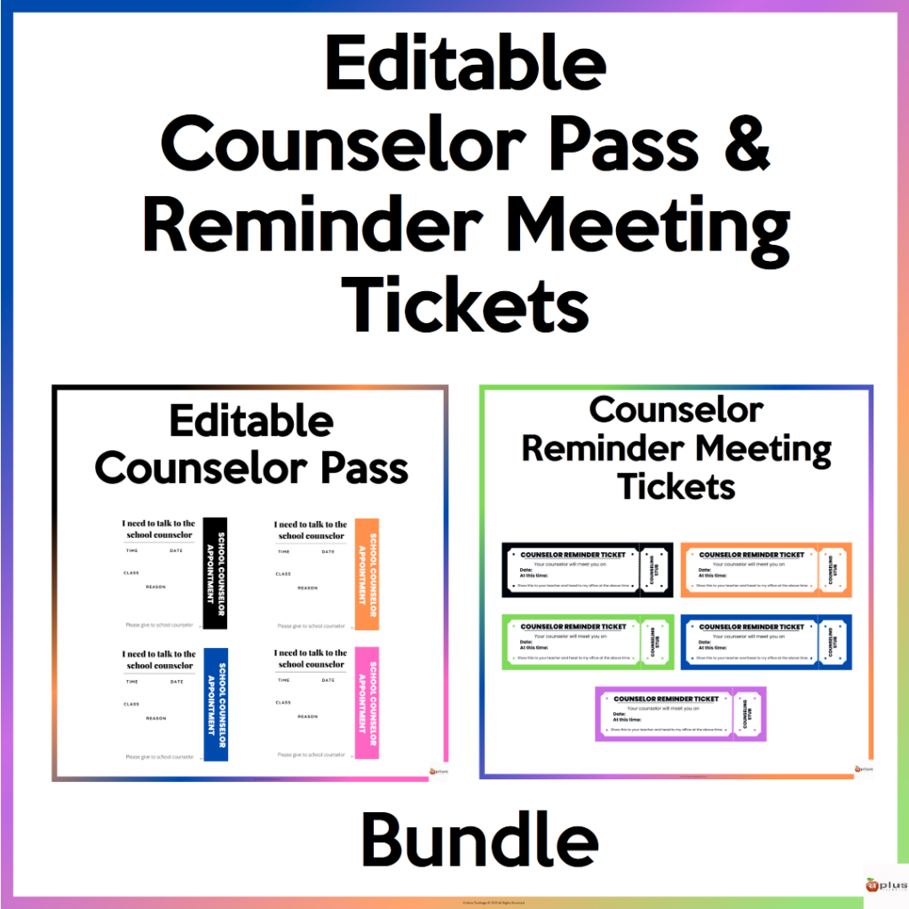 Editable Counselor Pass and Reminder Meeting Tickets Bundle | Made By ...