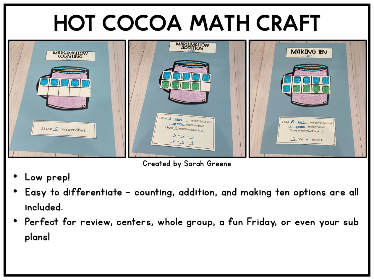 Hot Cocoa Math Craft for Counting, Addition, or Making Ten | Made By ...