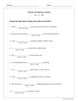State-of-Being Verbs - am-is-are-was-were - Grades 1-2 - Practice ...