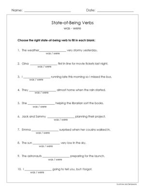 State-of-Being Verbs - am-is-are-was-were - Grades 1-2 - Practice ...