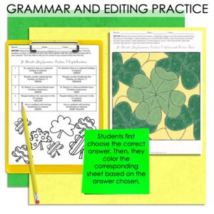 St. Patrick's Day Activities for Middle School ELA Color by Number ...