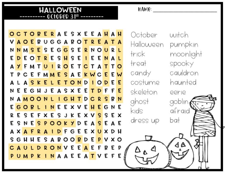 October Word Search Puzzles | Made By Teachers