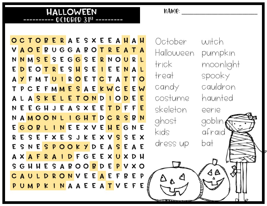 October Word Search Puzzles | Made By Teachers