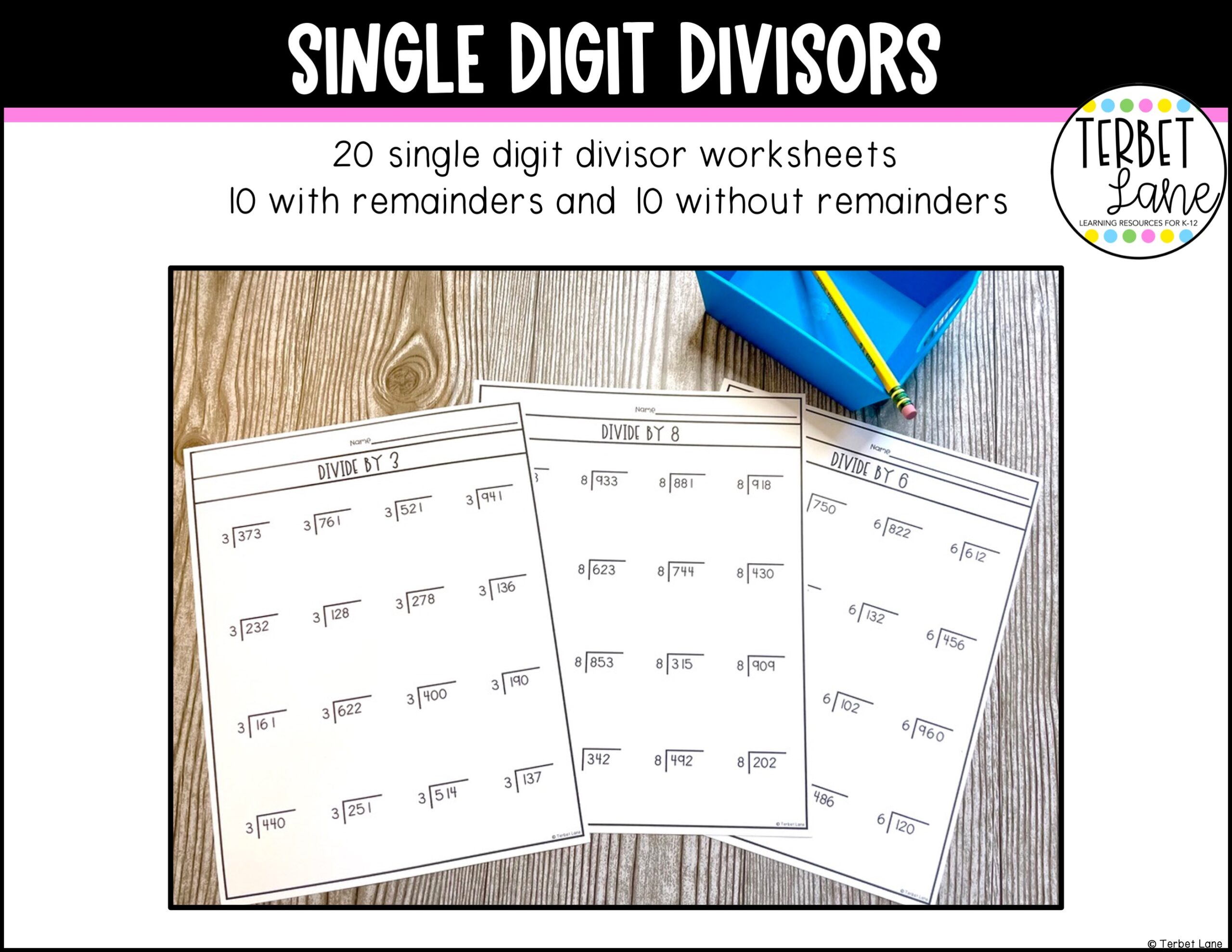 Single Digit Divisor Division With and Without Remainders Worksheets ...