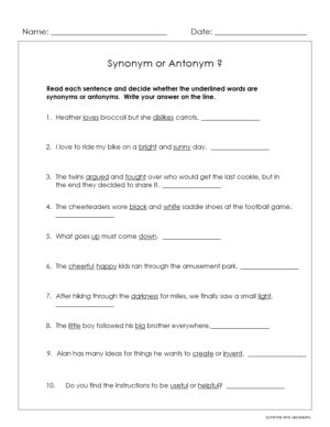 Synonyms or Antonyms? - 3 worksheets - Dictionary Practice - Grades 3-4 ...