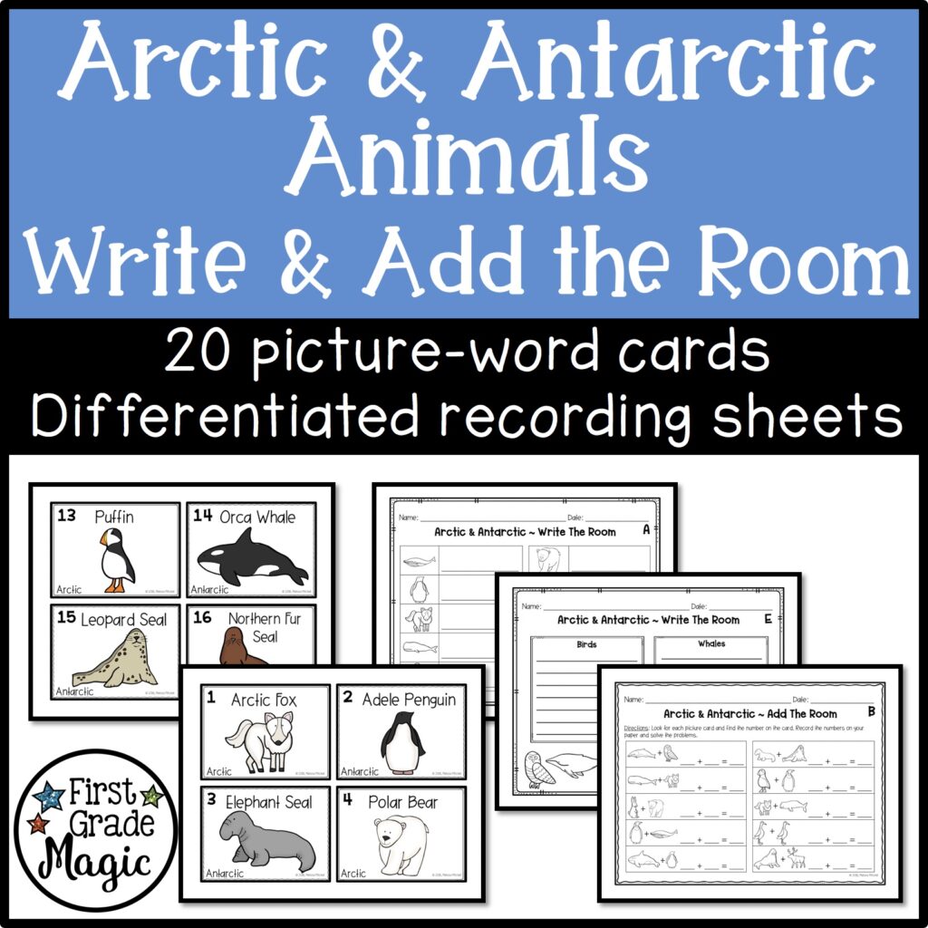 Arctic and Antarctic Animals Differentiated Write and Add the Room ...