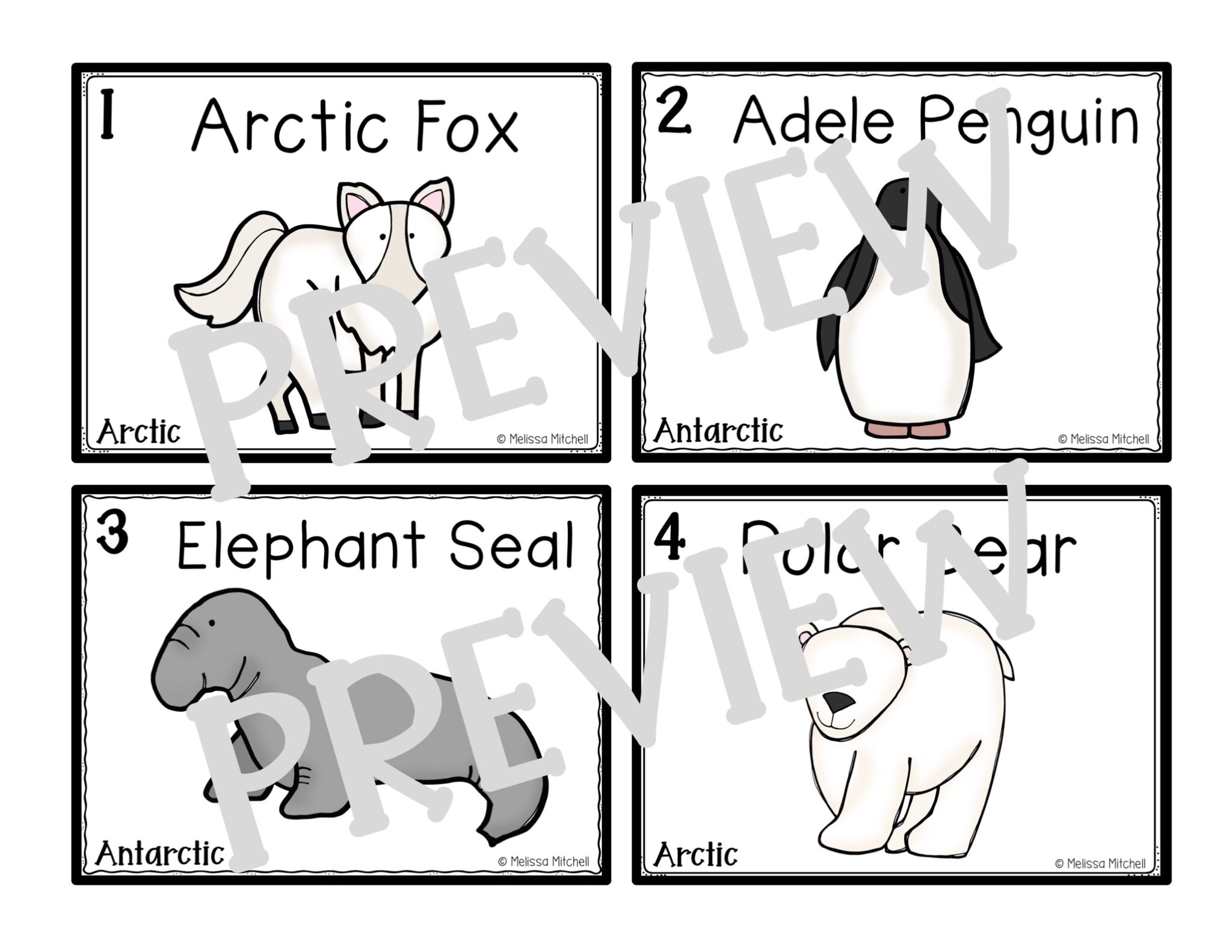 Arctic and Antarctic Animals Differentiated Write and Add the Room ...