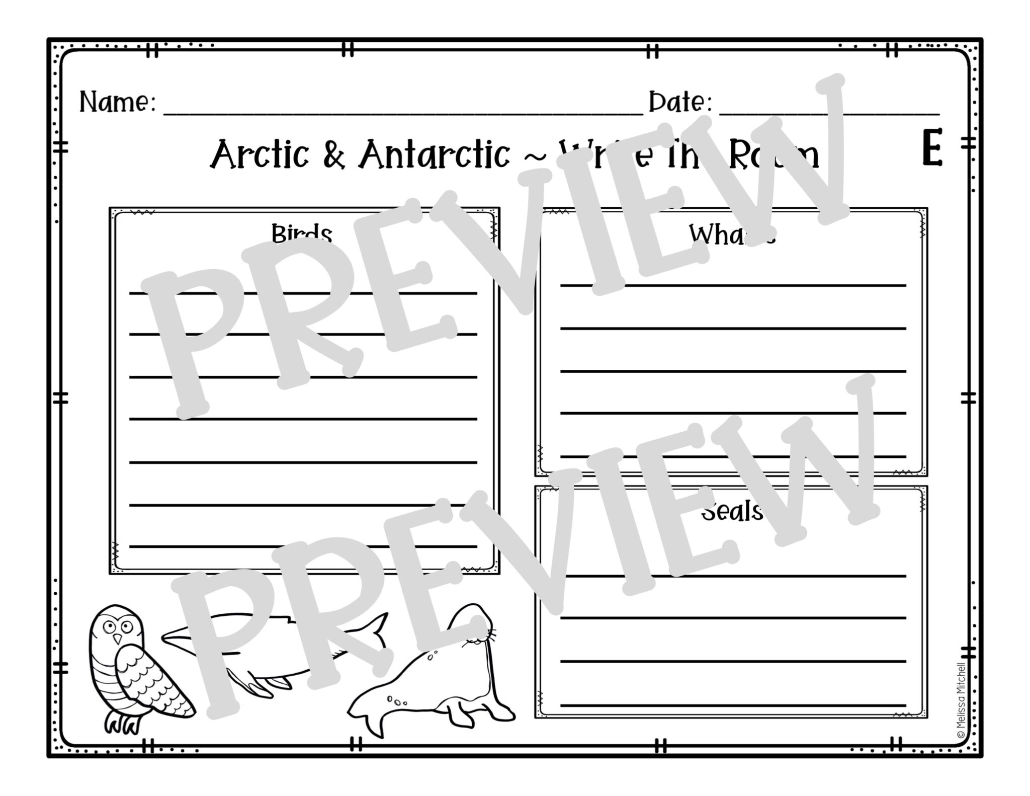 Arctic and Antarctic Animals Differentiated Write and Add the Room ...