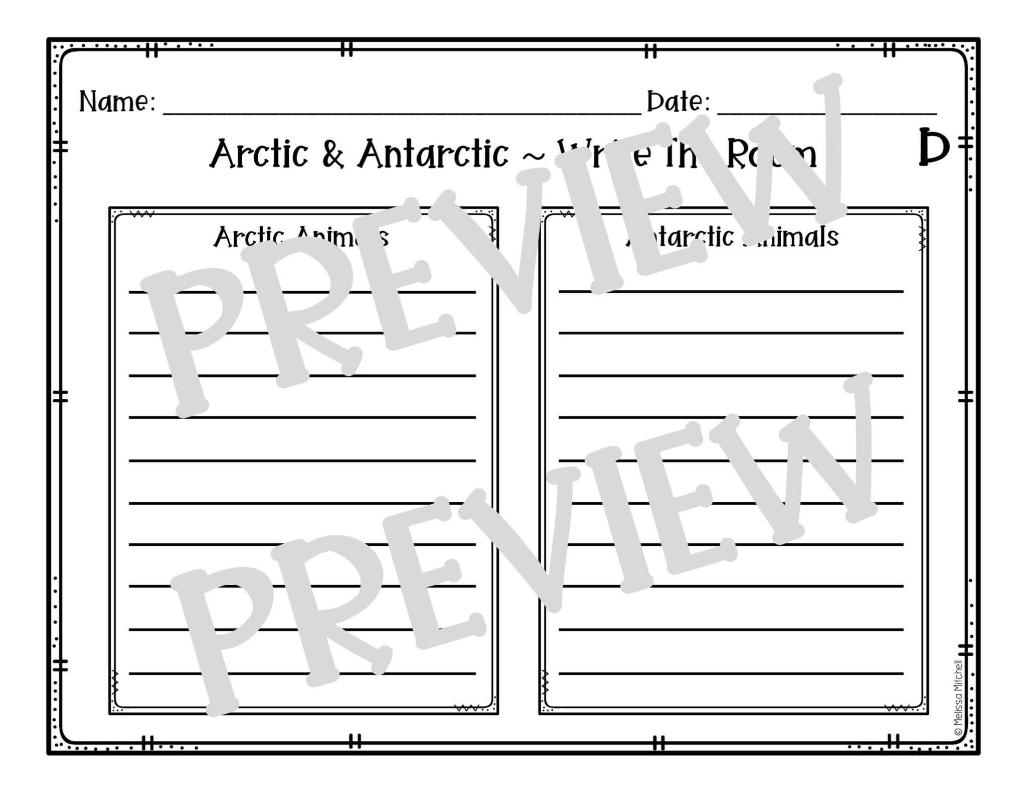 Arctic and Antarctic Animals Differentiated Write and Add the Room ...
