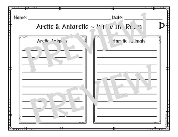 Arctic and Antarctic Animals Differentiated Write and Add the Room ...