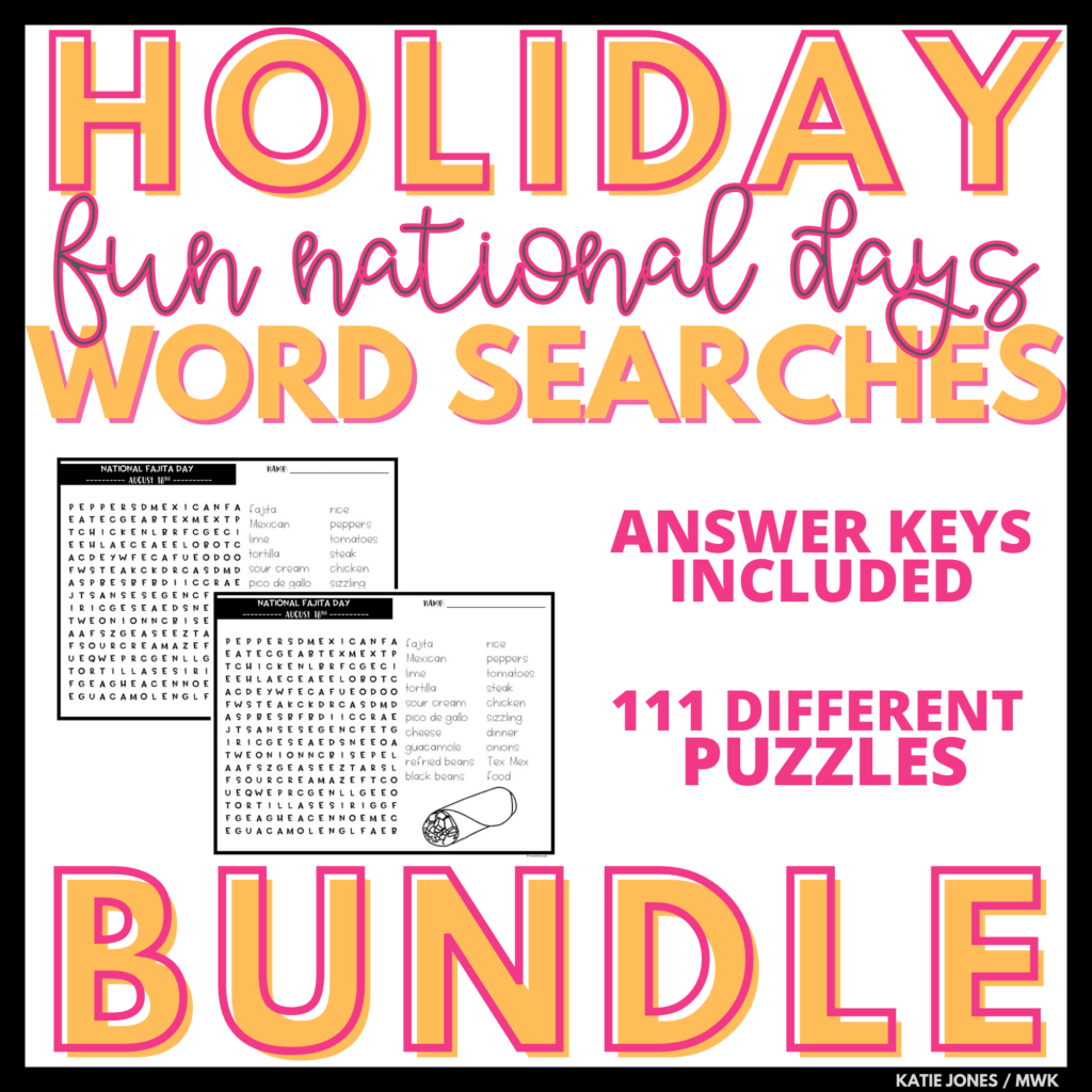 Fun Holiday Word Search Bundle | Made By Teachers