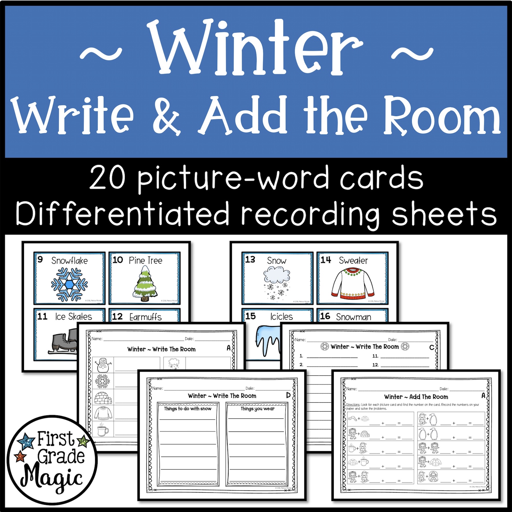 Winter Differentiated Write and Add the Room Center | Made By Teachers
