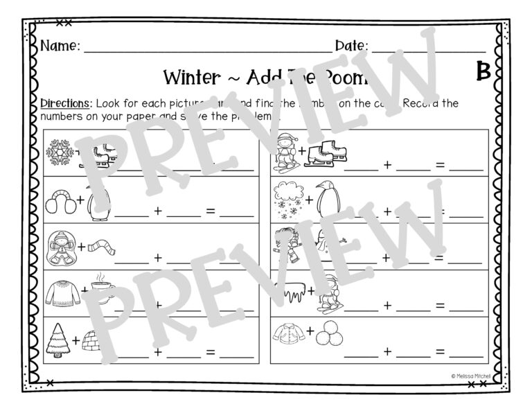 Winter Differentiated Write and Add the Room Center | Made By Teachers