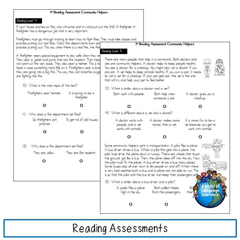 ESL Reading Assessments First Grade Print and Digital | Made By Teachers