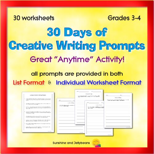 Creative Writing Prompts - 30 days of No-Prep "Anytime" Activity ...