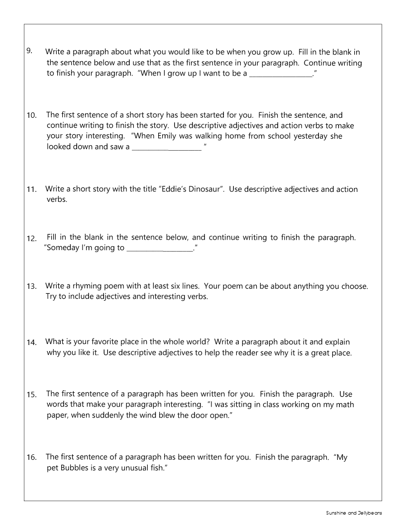 Creative Writing Prompts - 30 days of No-Prep "Anytime" Activity ...