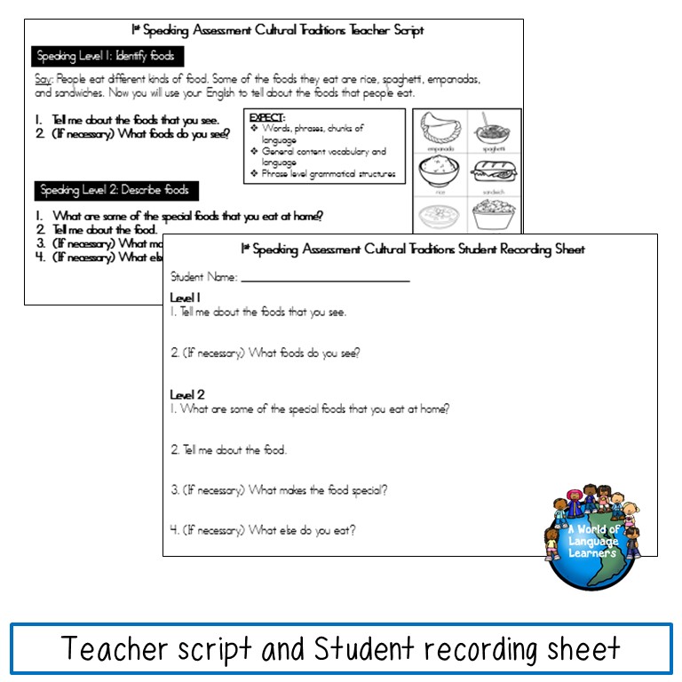 ESL Speaking Assessments First Grade Print and Digital | Made By Teachers