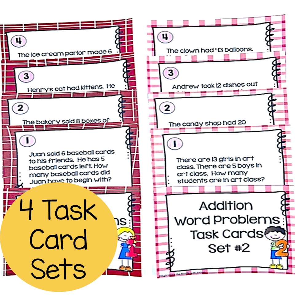 Addition Word Problems Task Cards | Made By Teachers