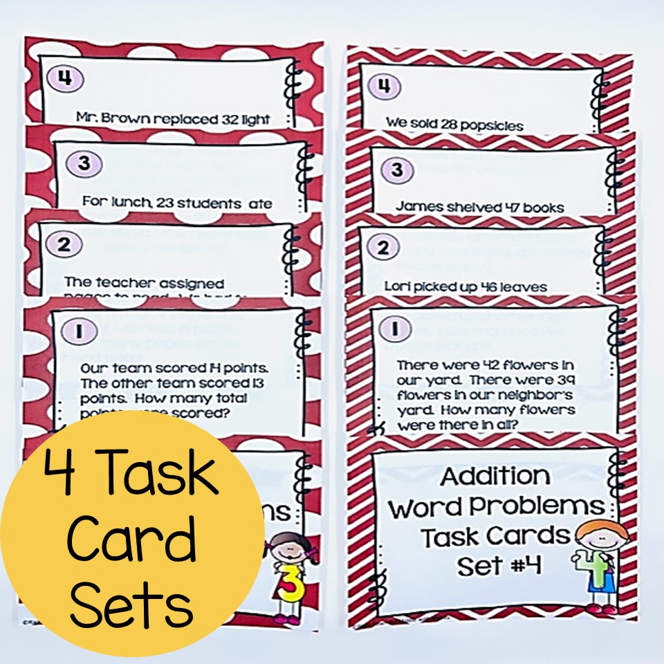 Addition Word Problems Task Cards | Made By Teachers