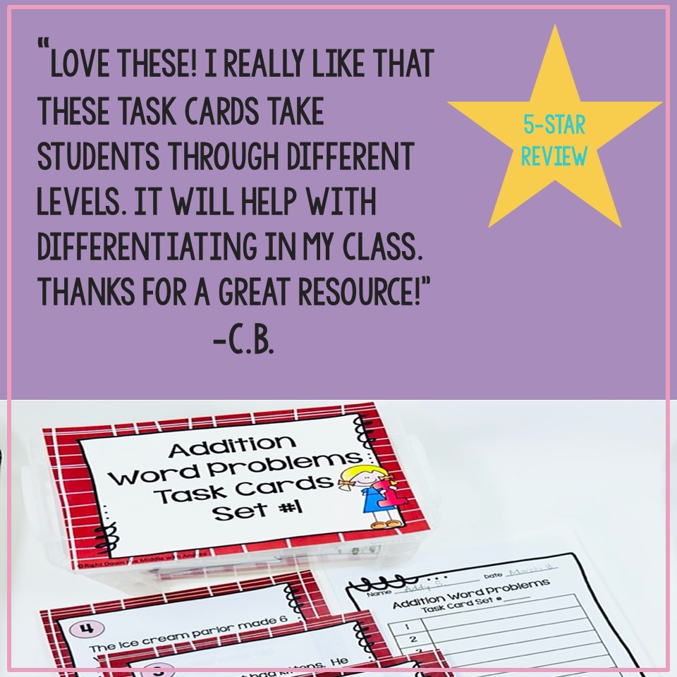 Addition Word Problems Task Cards | Made By Teachers