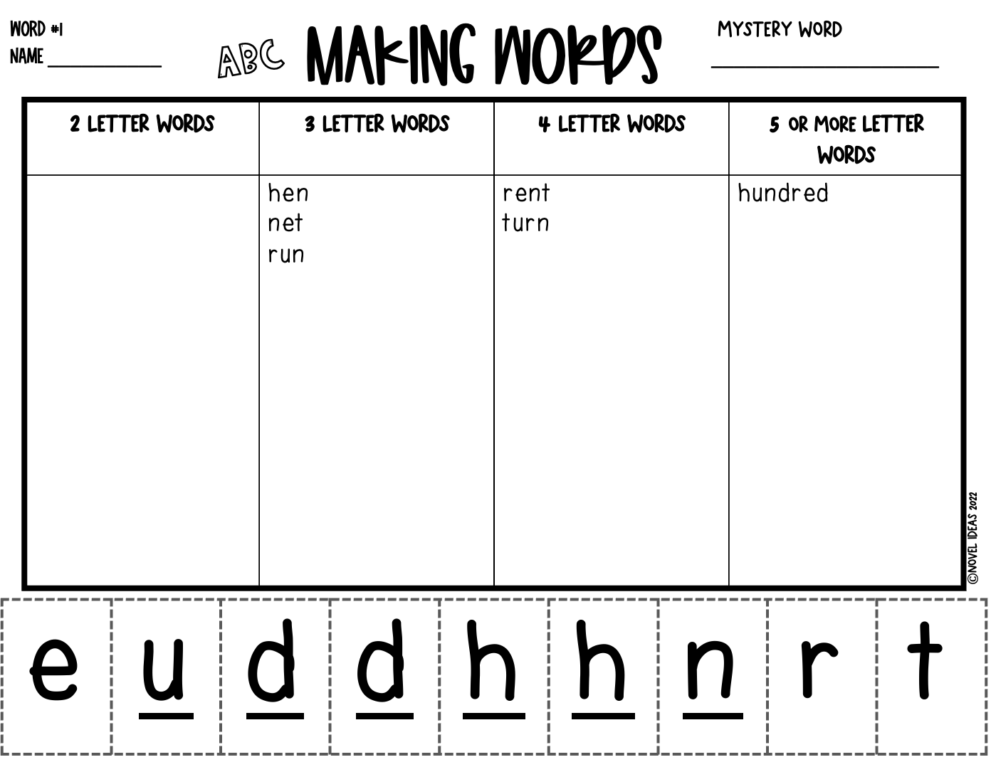 100th Day Making Words- No Prep Word Work and Word Study | Made By Teachers