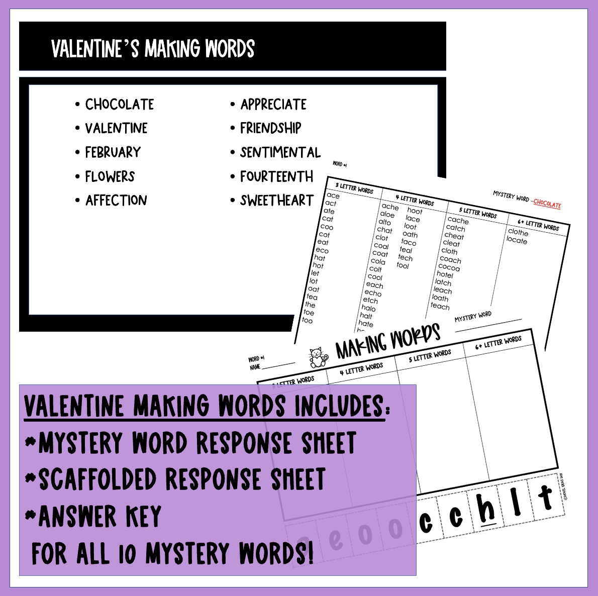 Valentine Making Words- No Prep Word Work & Word Study | Made By Teachers