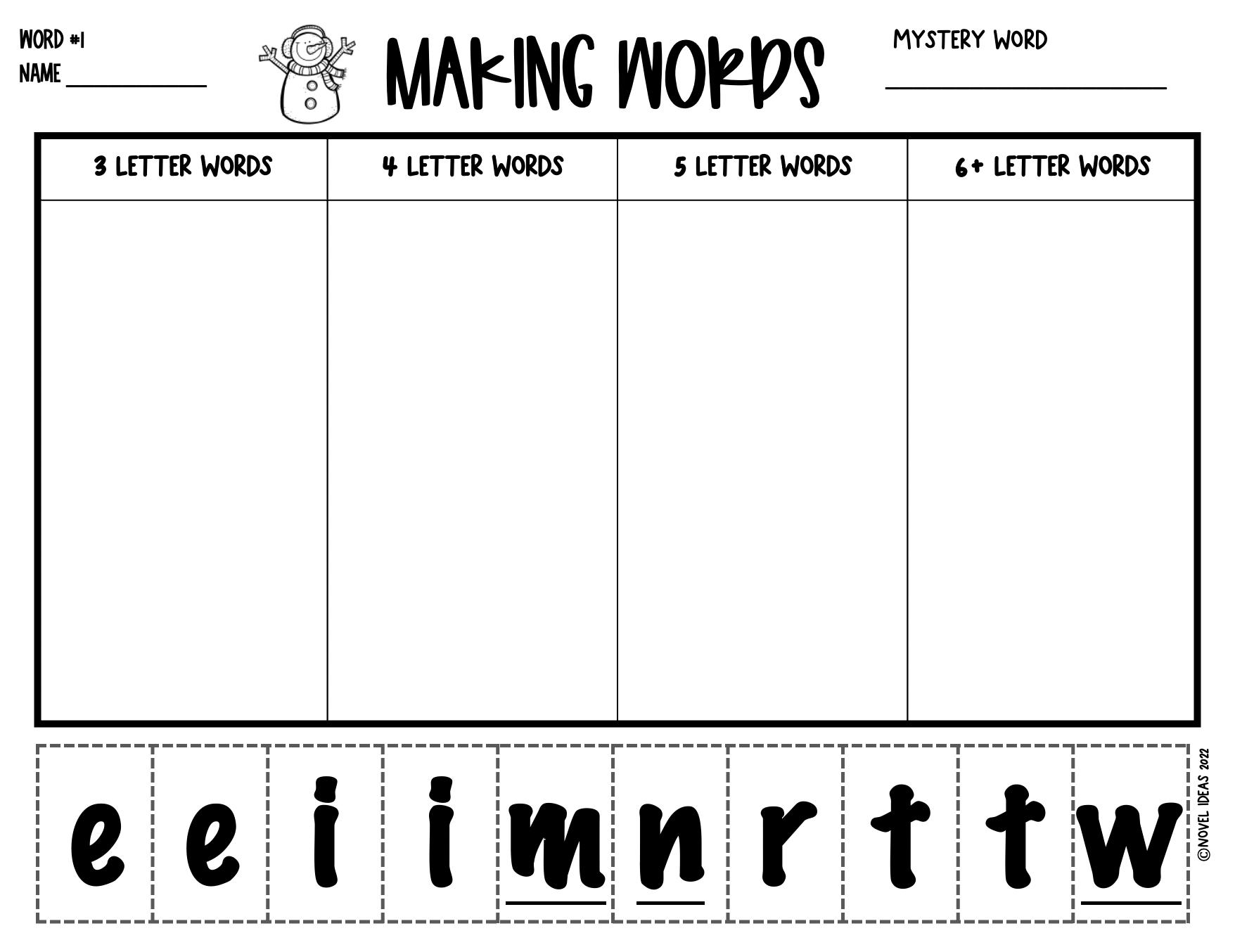 Making Words- Word Work & Word Study- Free No Prep Winter | Made By ...