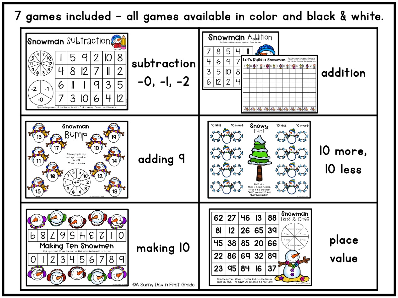 Snowman Math Games | Made By Teachers