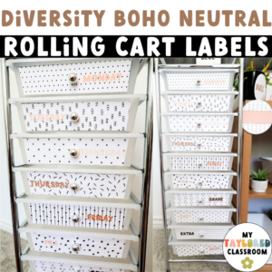 Diversity Boho Neutral Rolling Cart Labels | Made By Teachers
