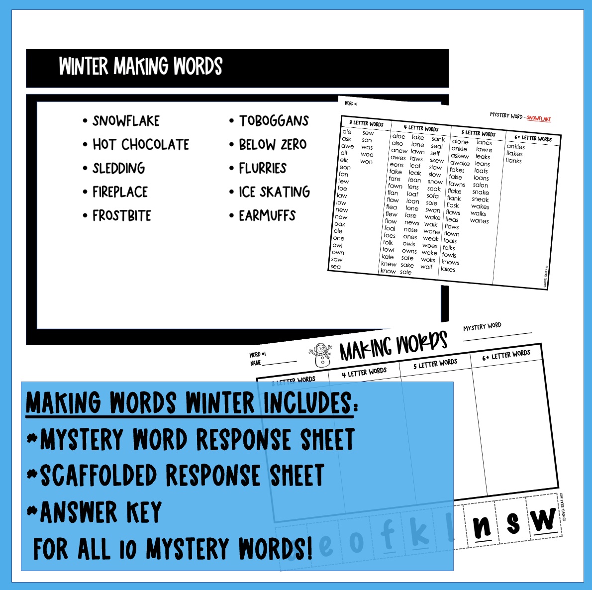 Making Words Winter- Word Work & Word Study- No Prep | Made By Teachers