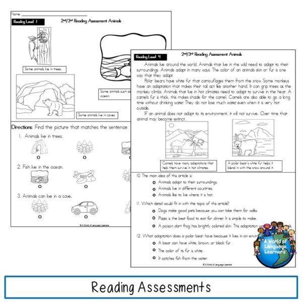 ESL Reading Assessments Second and Third Grade Print and Digital | Made ...