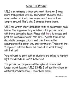 Additional Literacy Strands aligning with UFLI Lessons 35-41-with ...