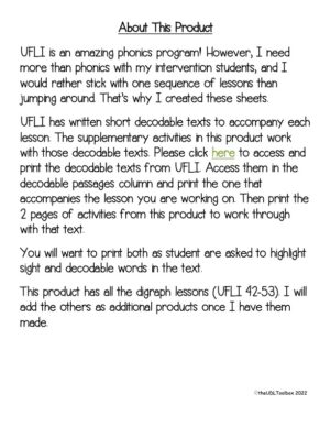 Additional Literacy Strands aligning with UFLI 42-53 with decodable ...