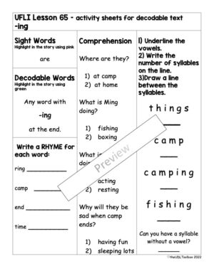 Additional Literacy Strands aligning with UFLI 63-68-with decodable ...