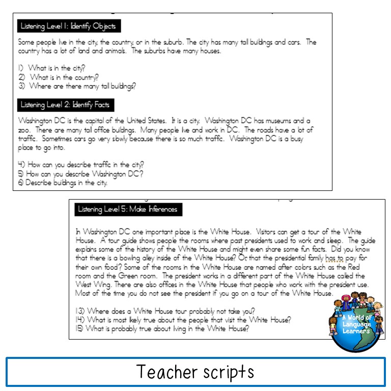 ESL Listening Assessments 4th and 5th Grade Print and Digital | Made By ...
