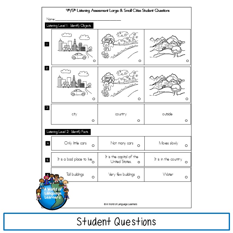 ESL Listening Assessments 4th and 5th Grade Print and Digital | Made By ...