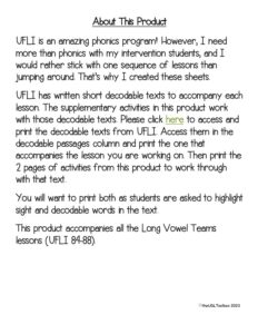 Additional Literacy Strands aligning with UFLI 84-88 with decodable ...