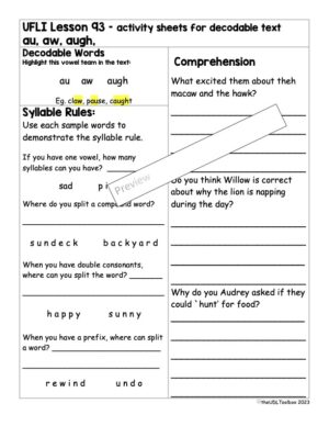 Additional Literacy Strands aligning with UFLI 89-94 with decodable ...