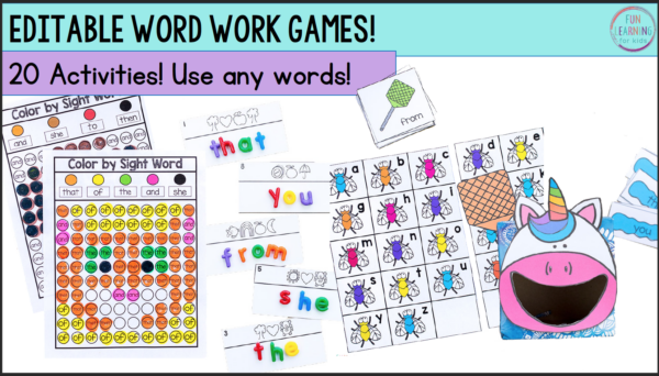 Sight Word Games, Centers and Activities - Editable Word Work with Auto ...