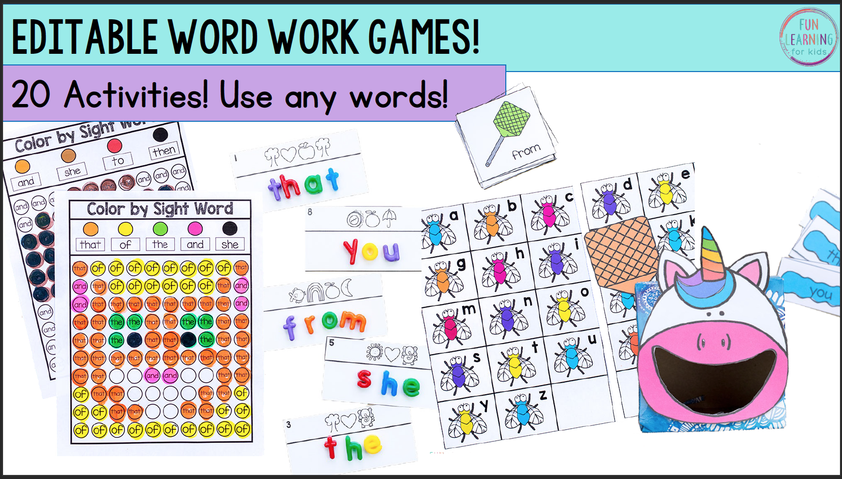 Sight Word Games, Centers and Activities - Editable Word Work with Auto ...
